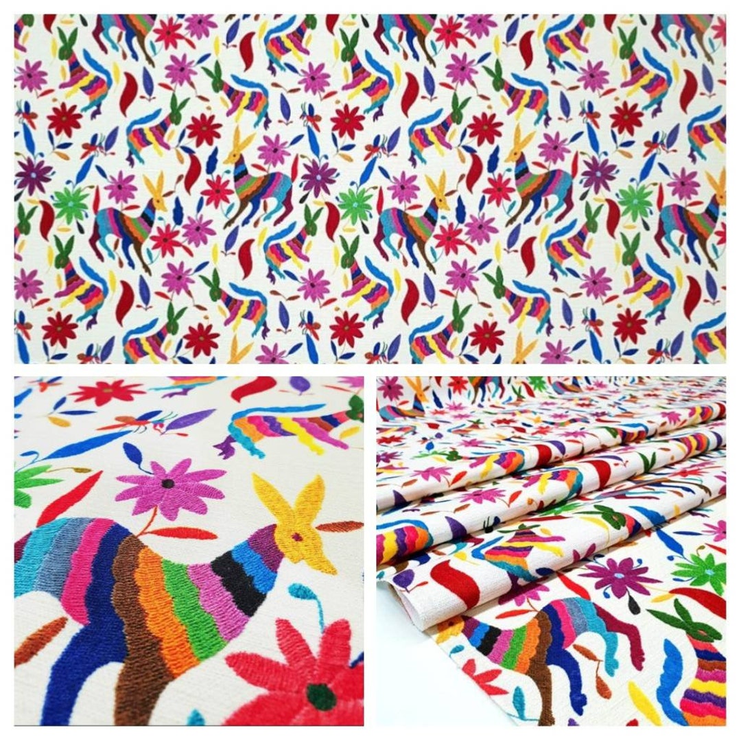 Mexican Otomi Print Upholstery Fabric, Boho Fabric for Curtain ...