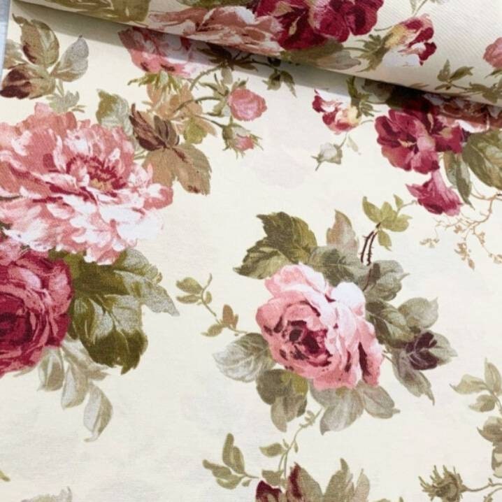 Farmhouse Cottage Floral Fabric Roses Upholstery Fabric by - Etsy