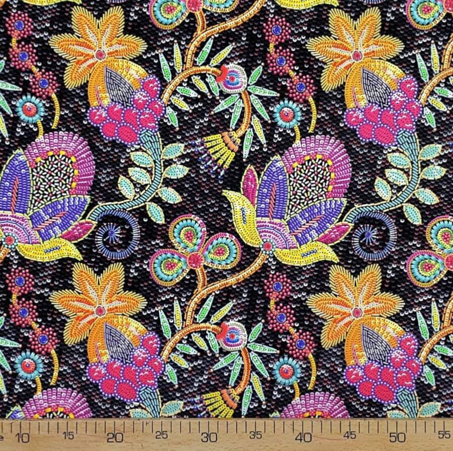 Boho Upholstery Fabric by the Yard Suzani Sequin Embroidered | Etsy