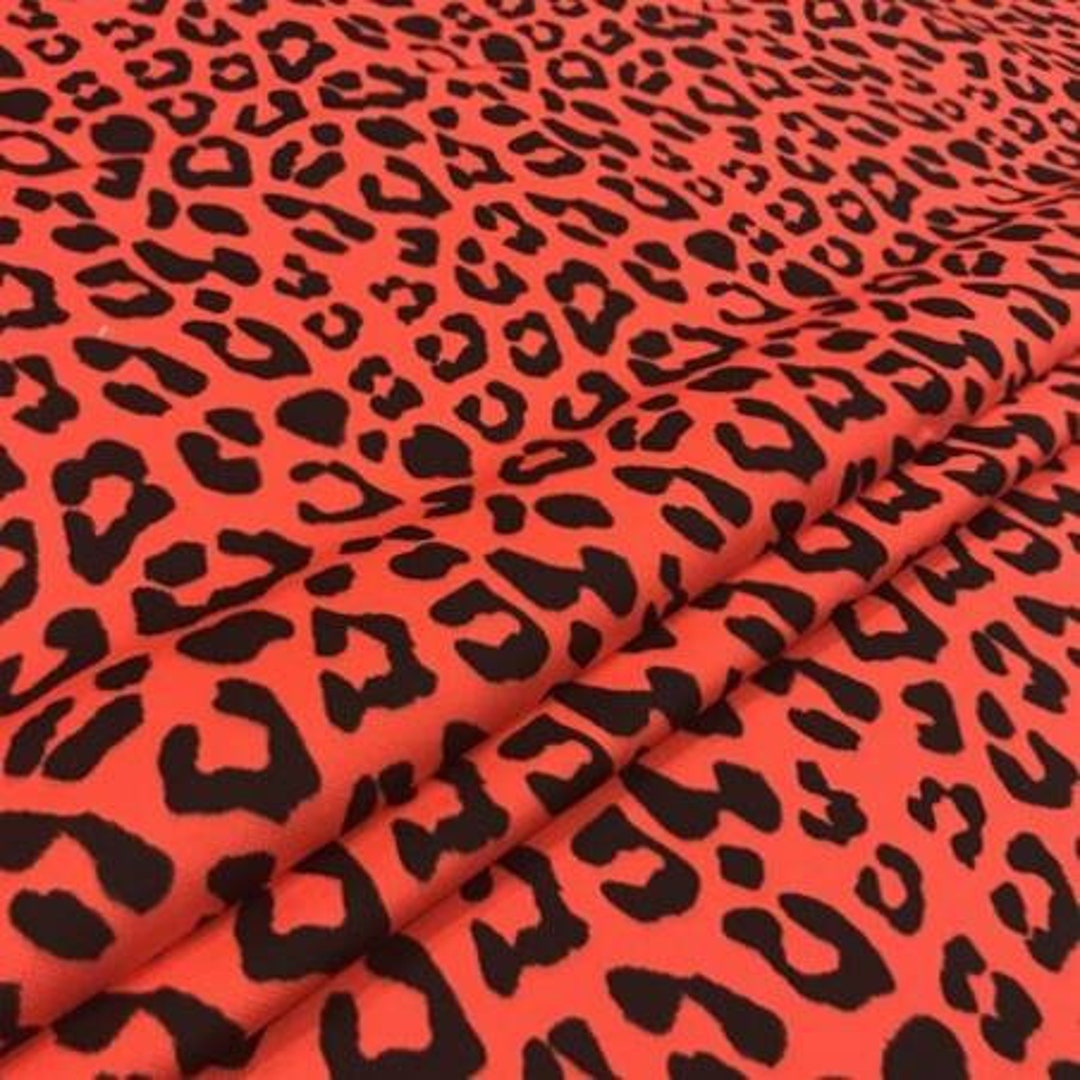 Red and Black Leopard Print Upholstery Fabric, Exotic Fabric, Wild ...