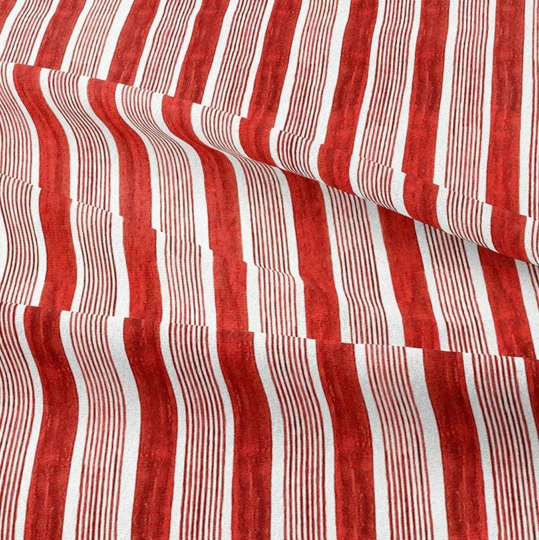 Red White Striped Upholstery Fabric by Yard, Watercolor Home Decor ...