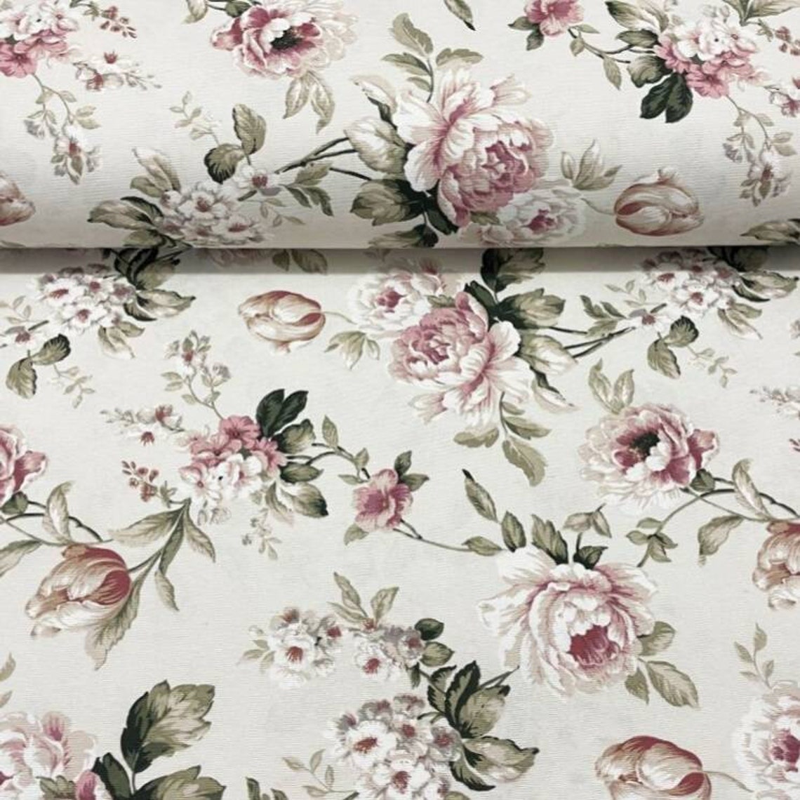 Farmhouse Cottage Roses Fabric Shabby Floral Fabric by the - Etsy