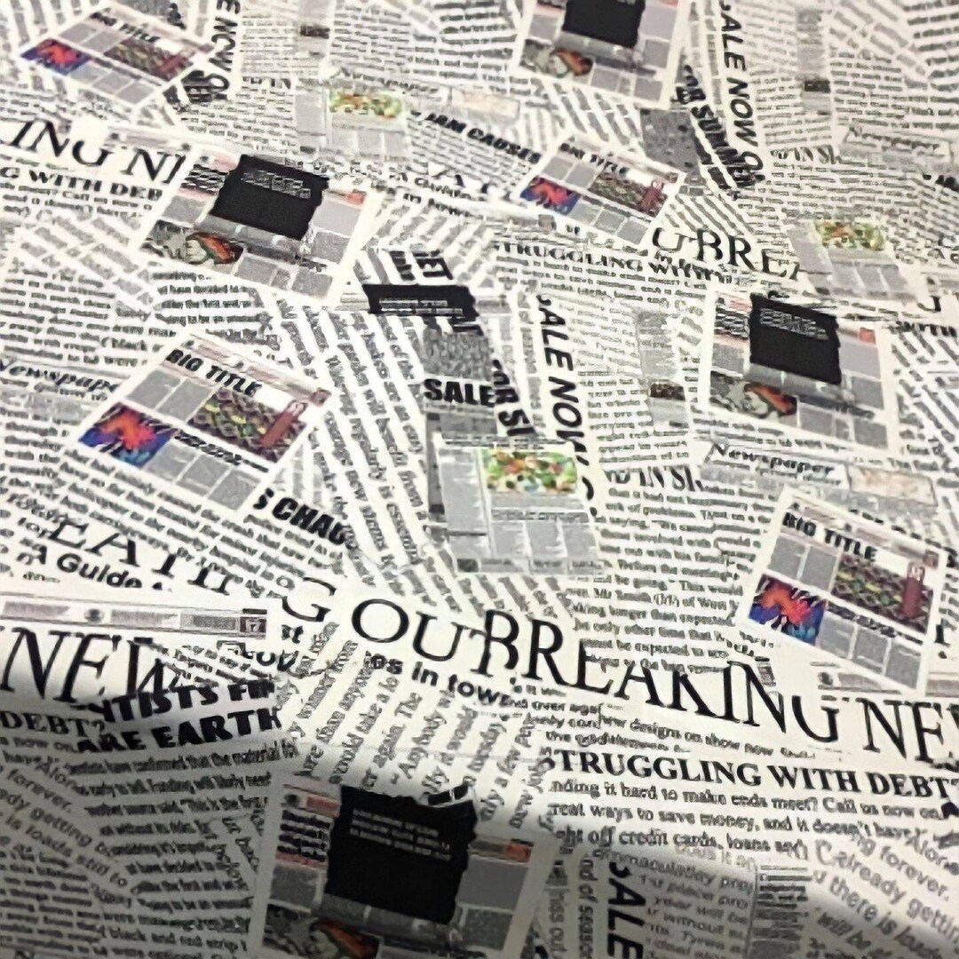 Newspaper Fabric, Pop Art Print Upholstery Fabric by the Yard, Black ...
