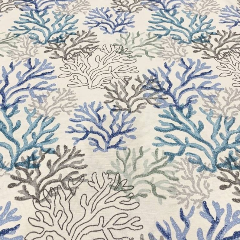 Coral Reef Upholstery Fabric, Nautical Marine Cotton Canvas by the Yard ...