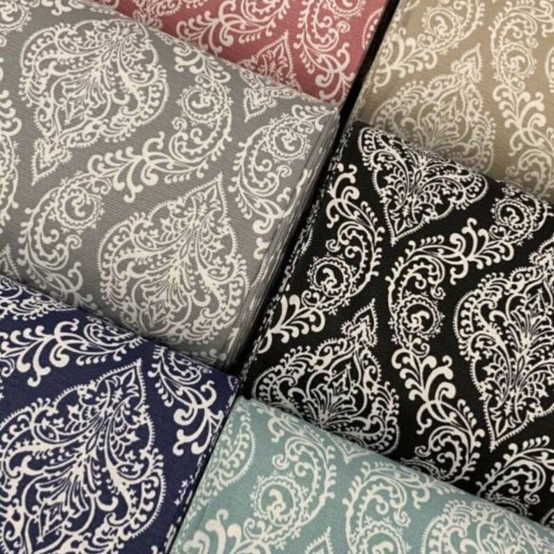 Mint Green Damask Fabric by the Yard, Cotton Canvas Upholstery Fabric ...