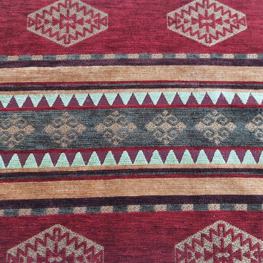 Aztec Navajo Heavy Chenille Upholstery Fabric by the Yard, Rug Pattern ...