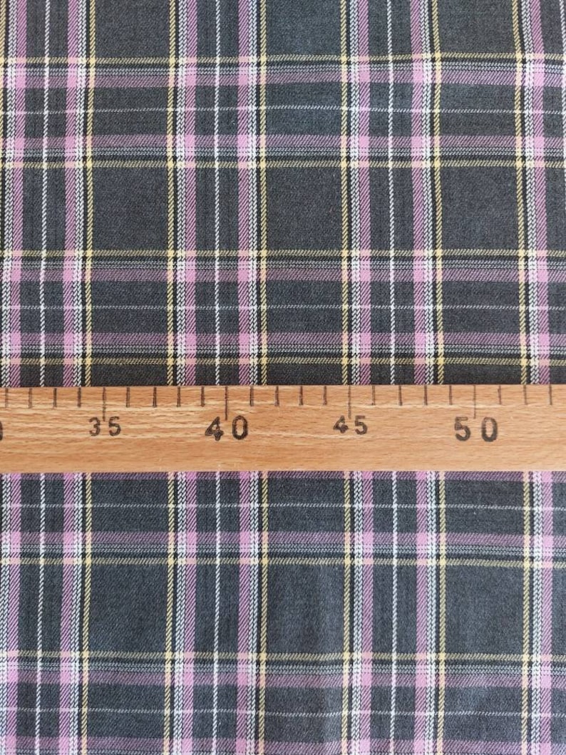 Charcoal & Lilac Pink Tartan Plaid Gabardine Fabric, Cotton Blend - Etsy