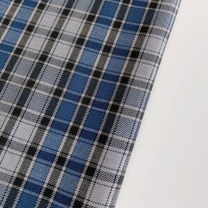 Blue Gray Tartan Plaid Fabric, Cotton Blend Gabardine, Dressmaking ...