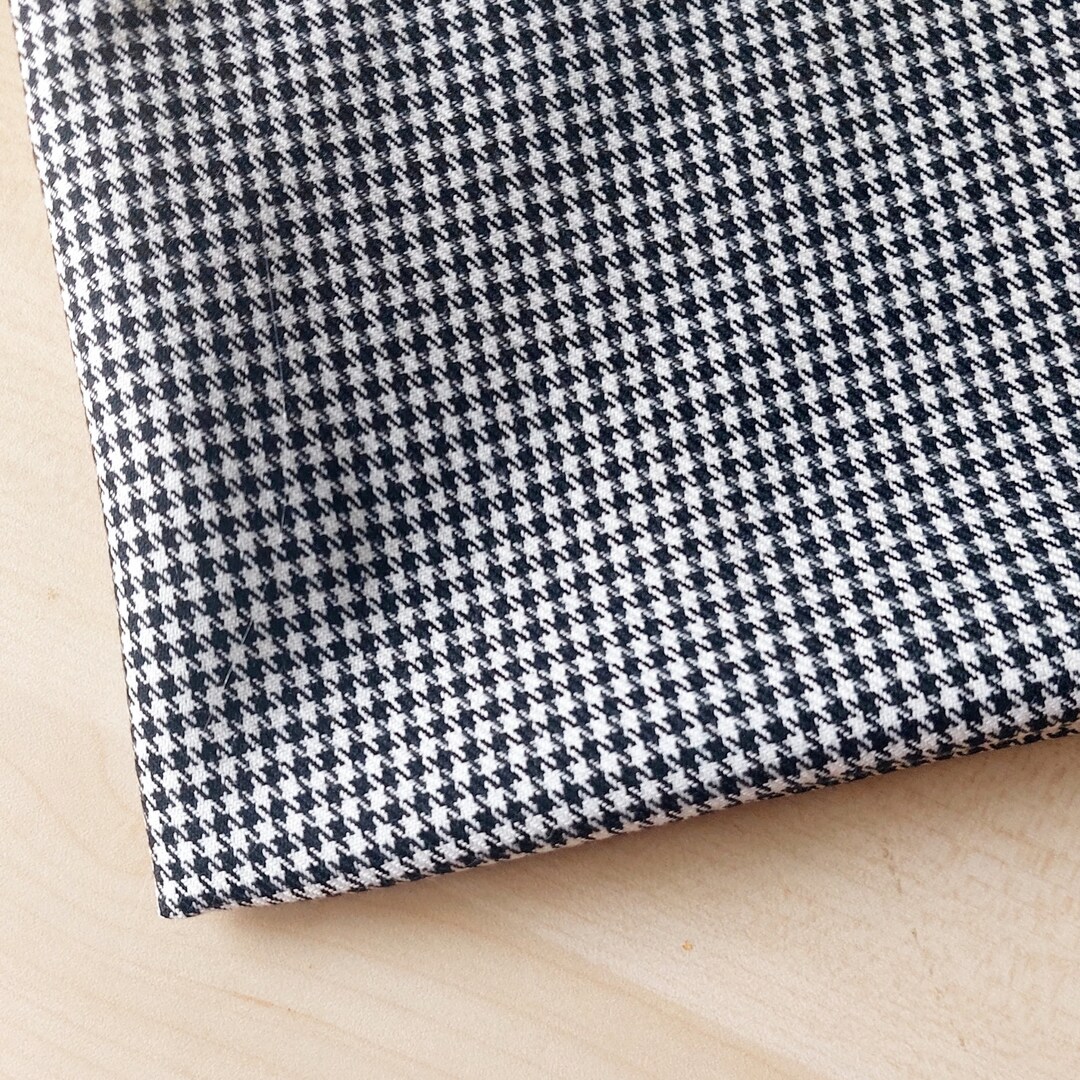 Small Houndstooth Gabardine Fabric, Black and White Cotton Polyester ...