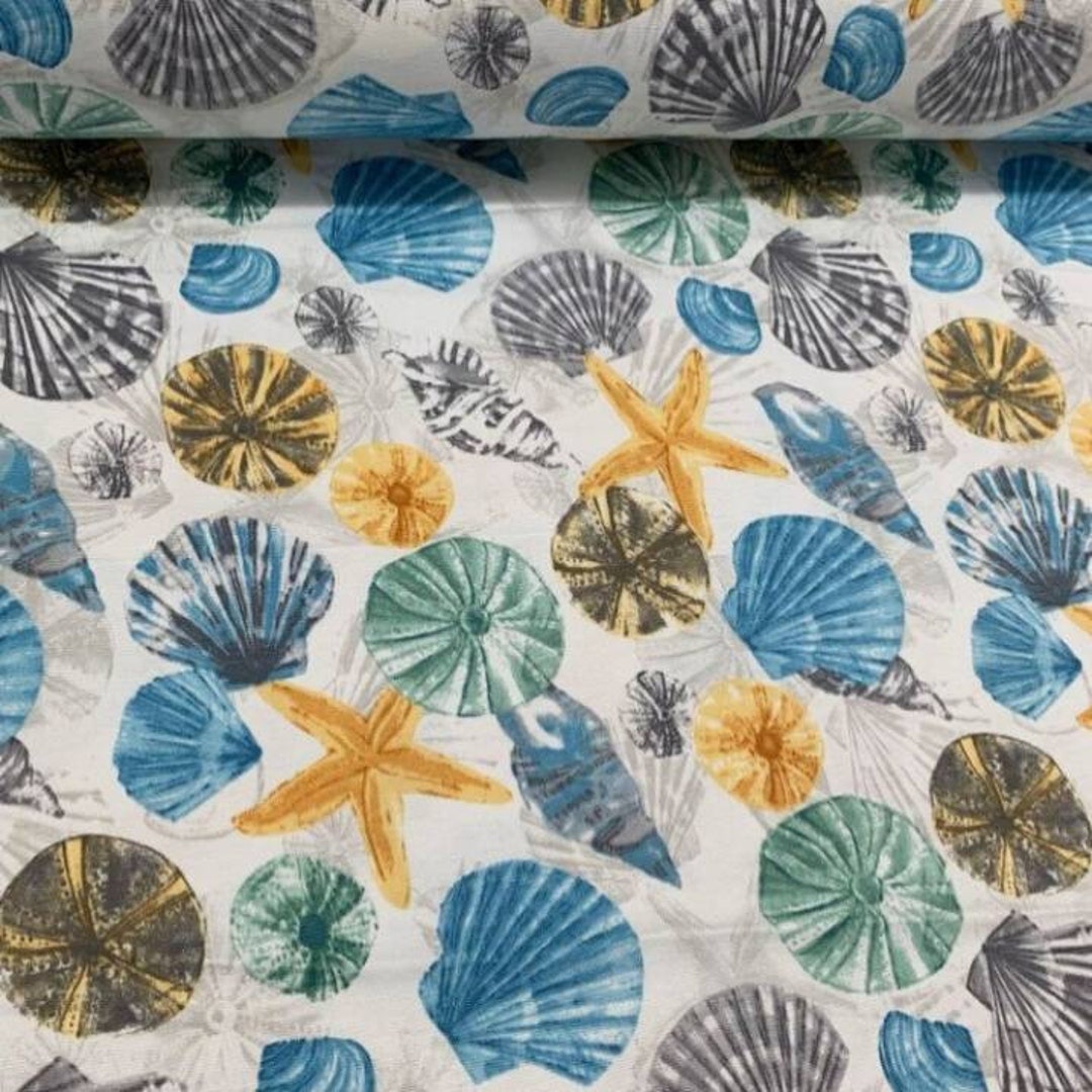 2 Colors Marine Sea Shells Starfish Upholstery Fabric by the Yard ...