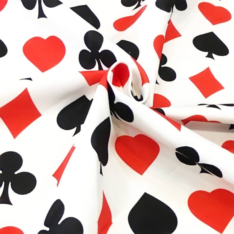 Playing Cards Print Fabric, Suits Clubs Diamonds Hearts Spades ...