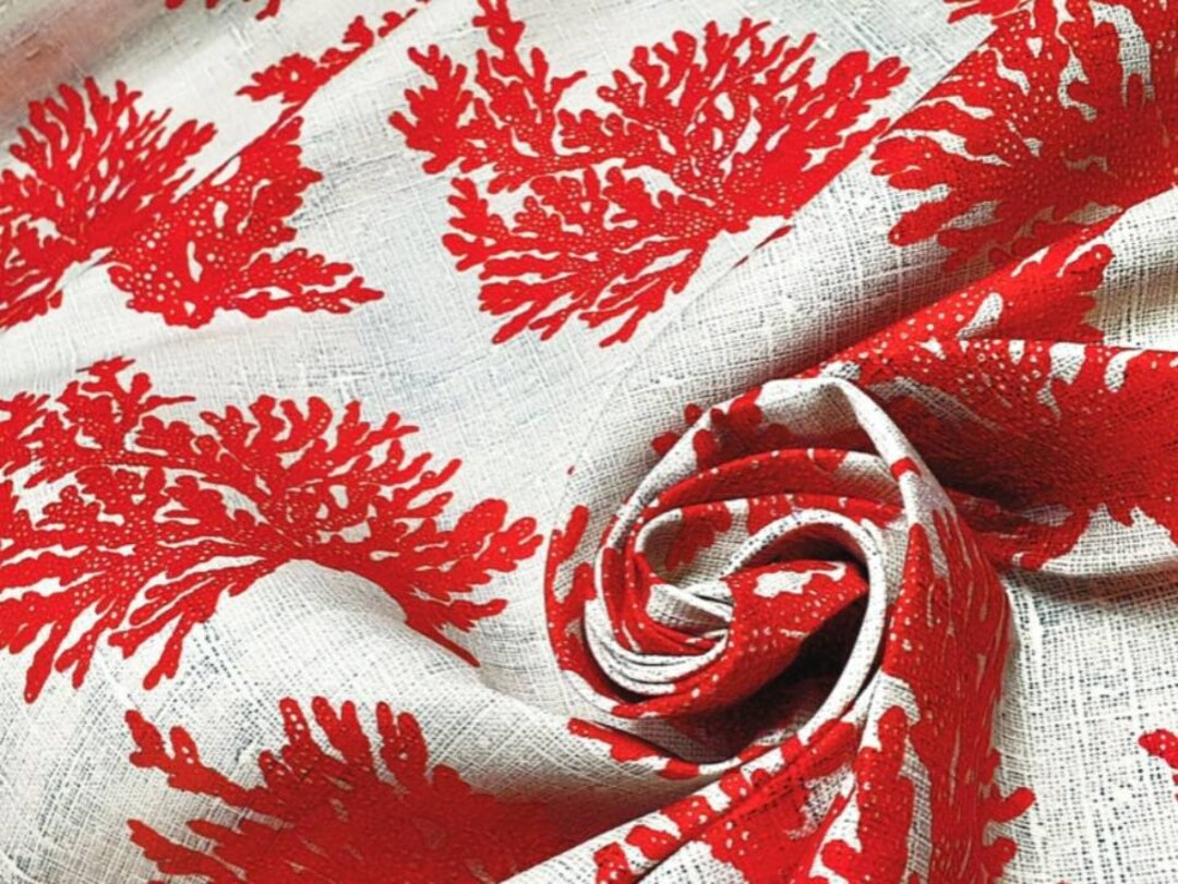 Ocean Fabric by Yard, Coral Reef Print Nautical Upholstery Fabric ...