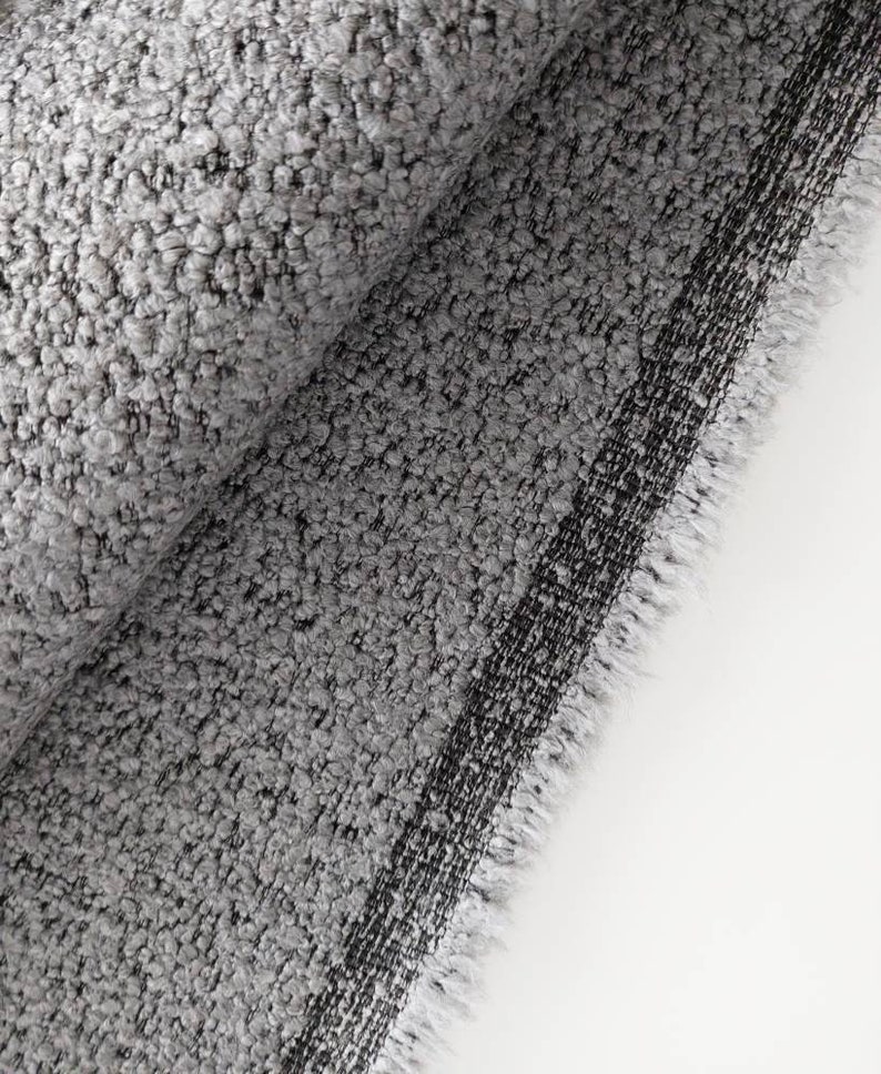 Gray Boucle Upholstery Fabric by the Yard Heavy Luxury Fabric - Etsy