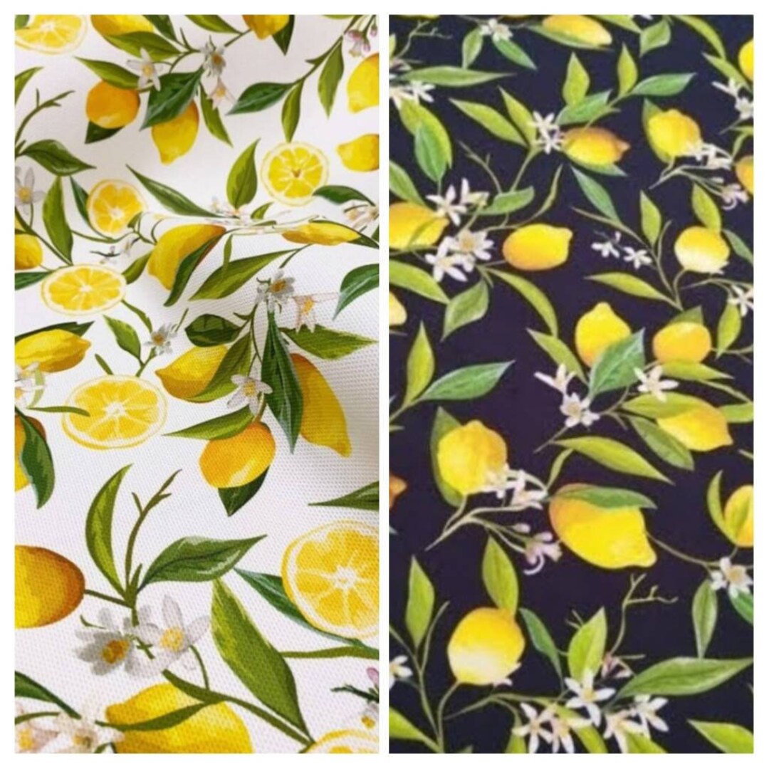 Lemon Fabric by Yard, Upholstery Fabric, Citrus Fruit Print Fabric for ...