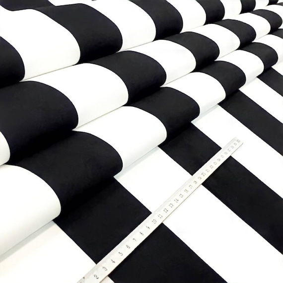 Black And White Wide Stripe Fabric