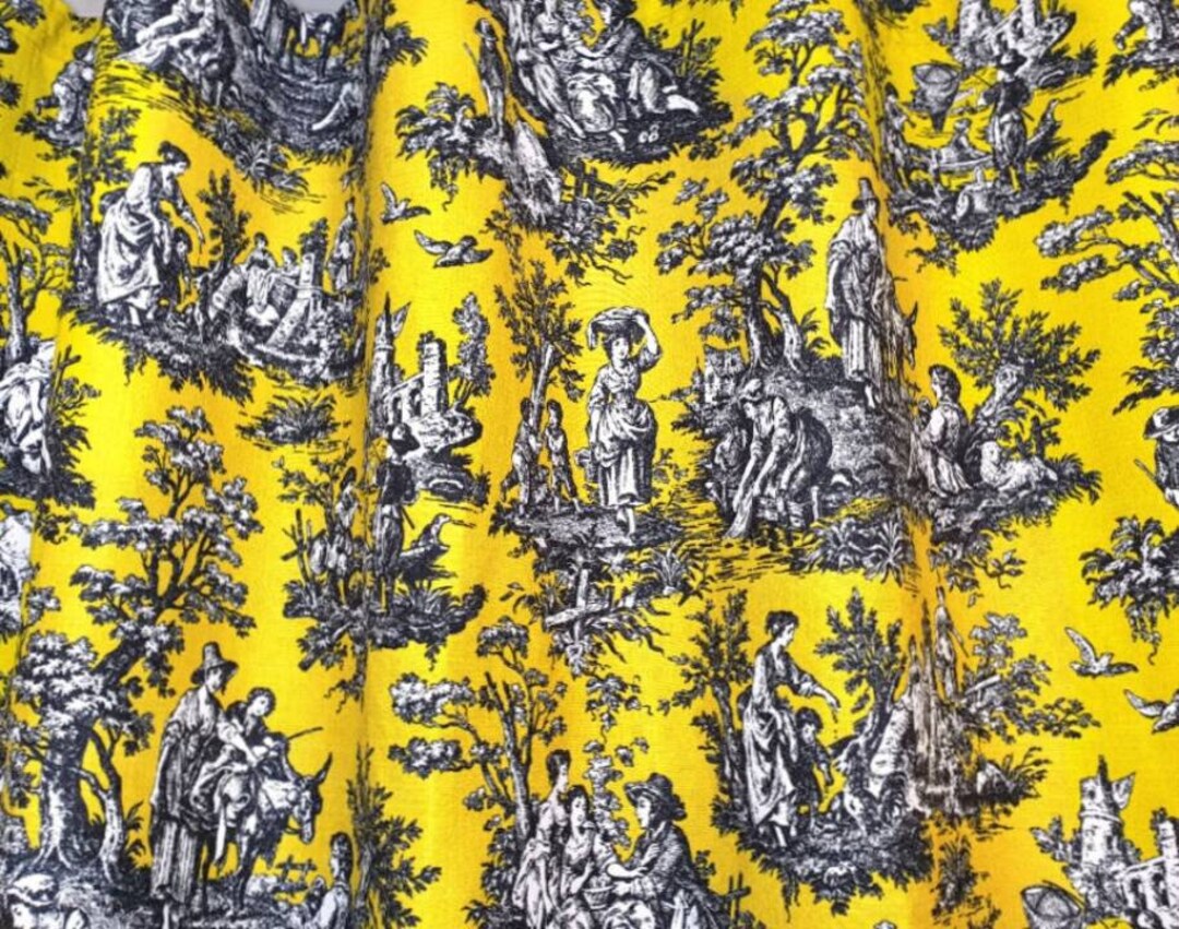 Yellow Toile De Jouy Fabric, Upholstery Fabric by the Yard, French ...