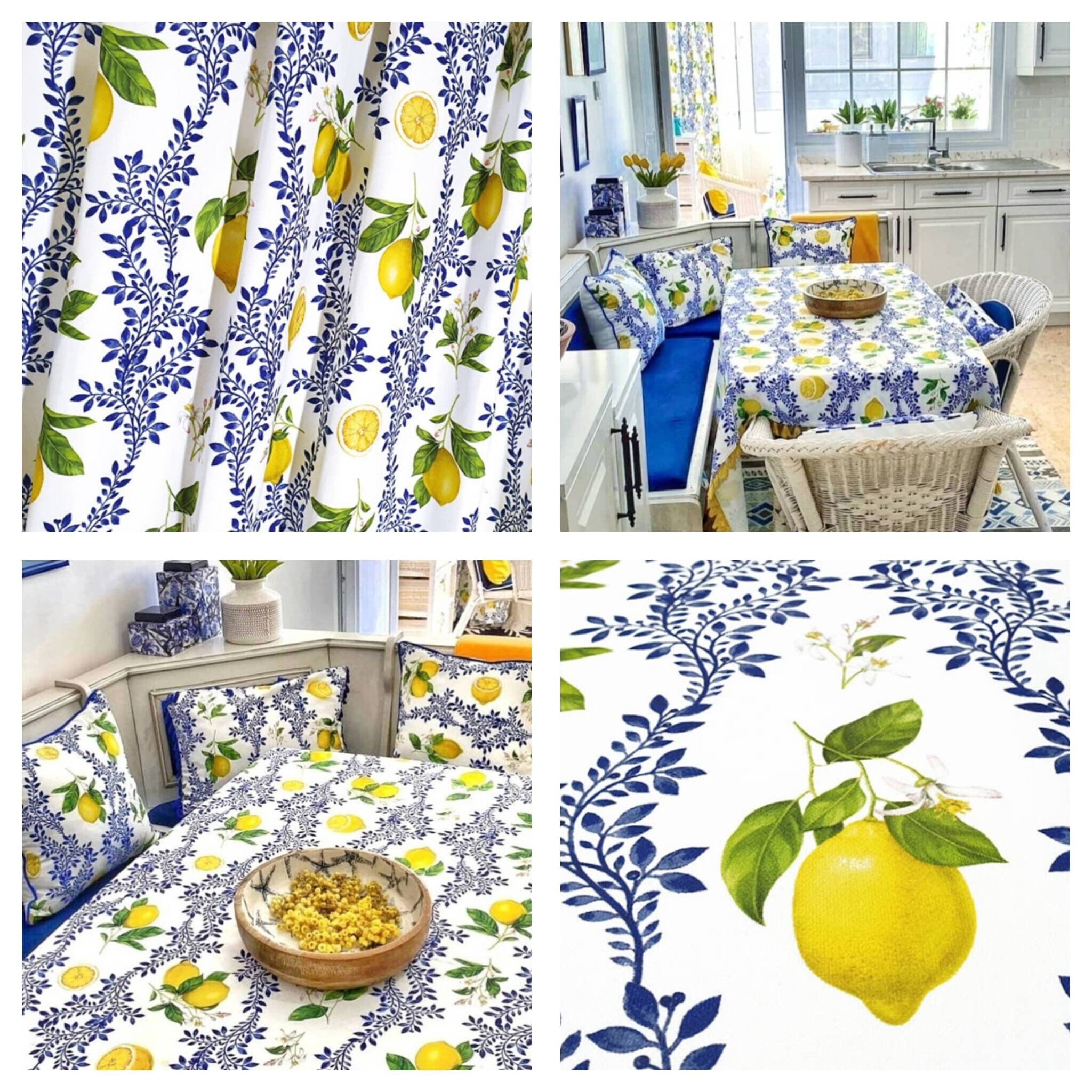 Lemon Fabric Upholstery Fabric by the Yard Botanical Kitchen - Etsy
