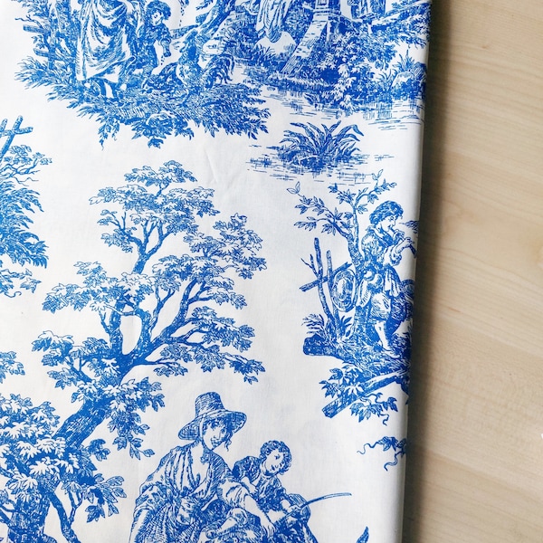 Blue Toile Fabric - Etsy