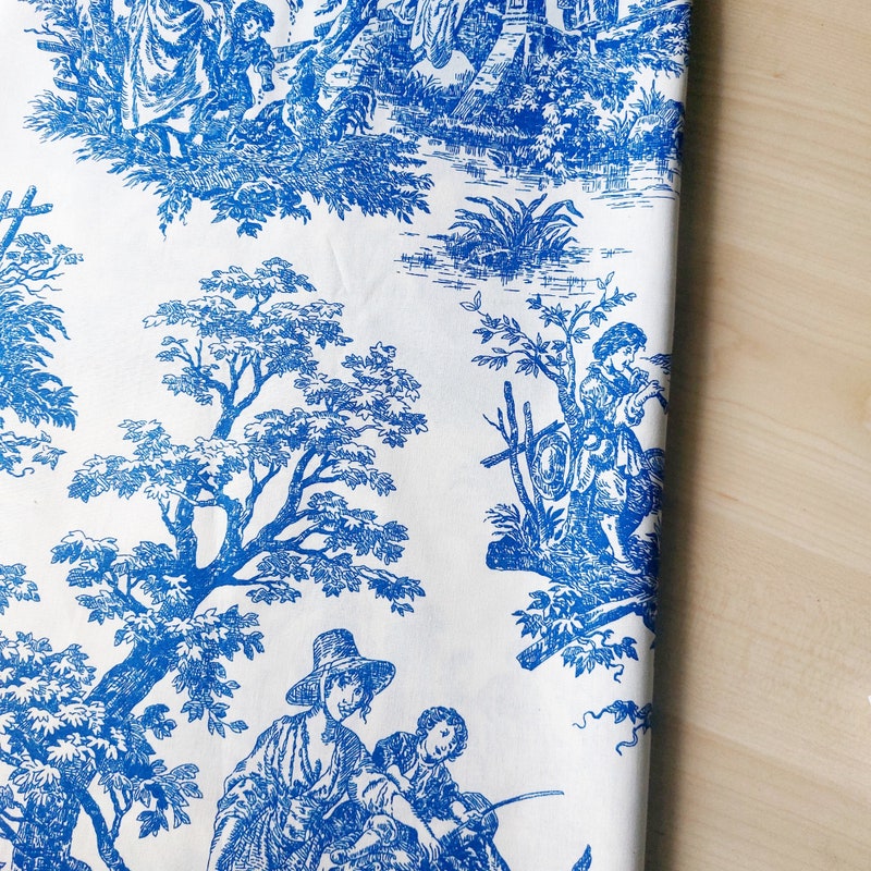 Blue Toile Fabric - Etsy