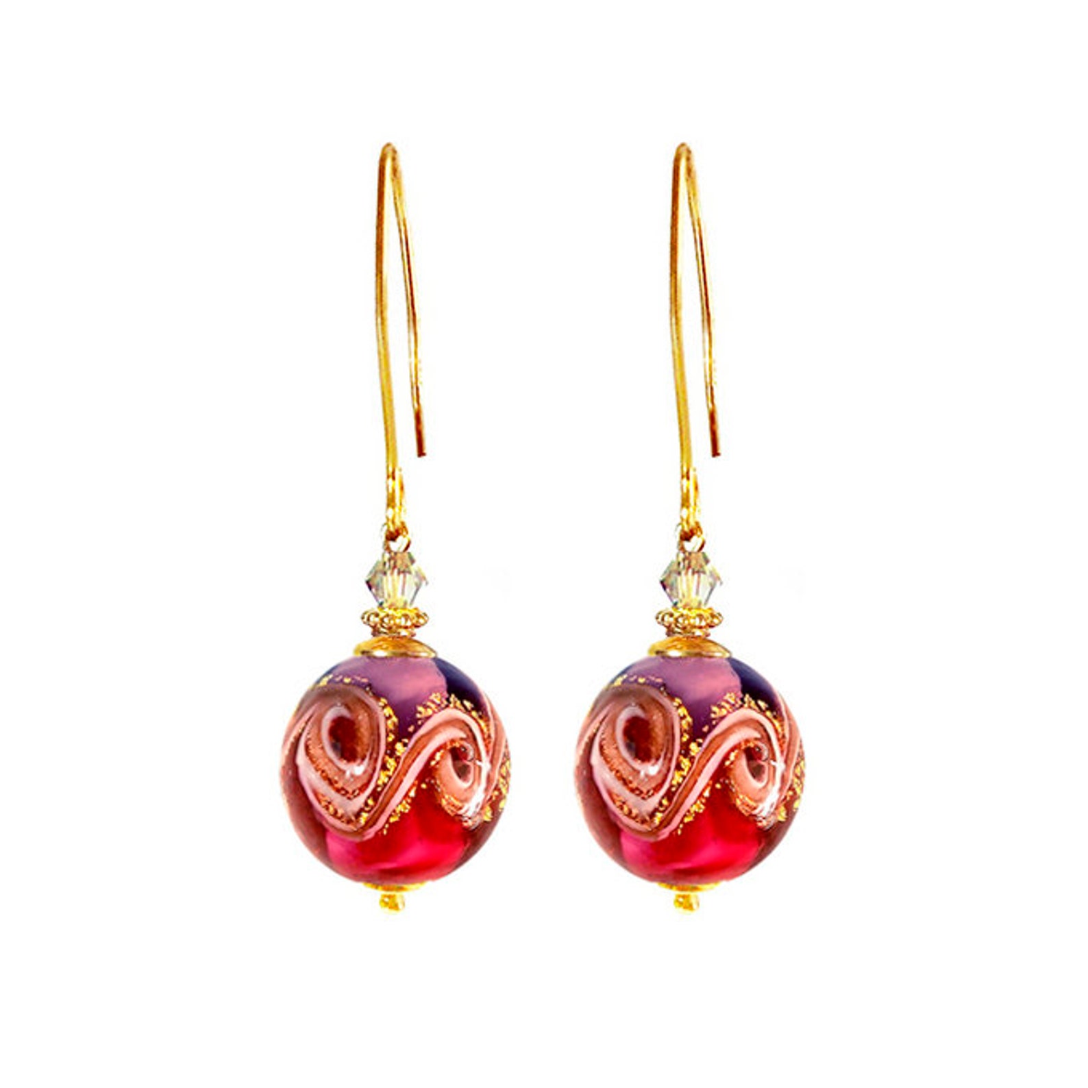 Murano Glass Earrings by I Love Murano ’venetian Wave' Round Fuchsia ...
