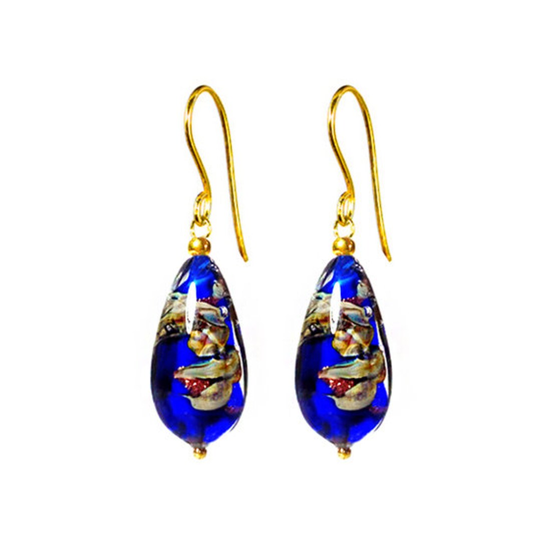 Murano Glass Earrings Calcedonia by I Love Murano in Lapis Blue, Murano ...