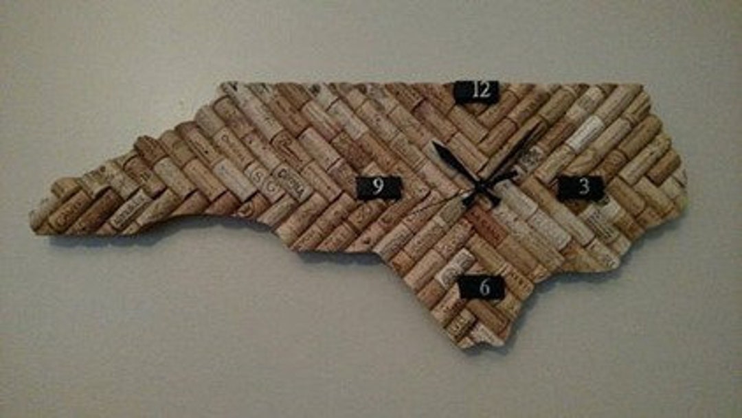 North Carolina Wine Cork State Map Clock - Etsy