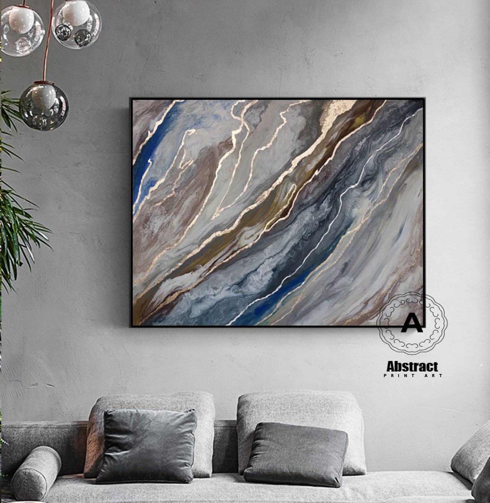 Large Gray Gold Prints on CanvasAbstract Art Prints Gold | Etsy