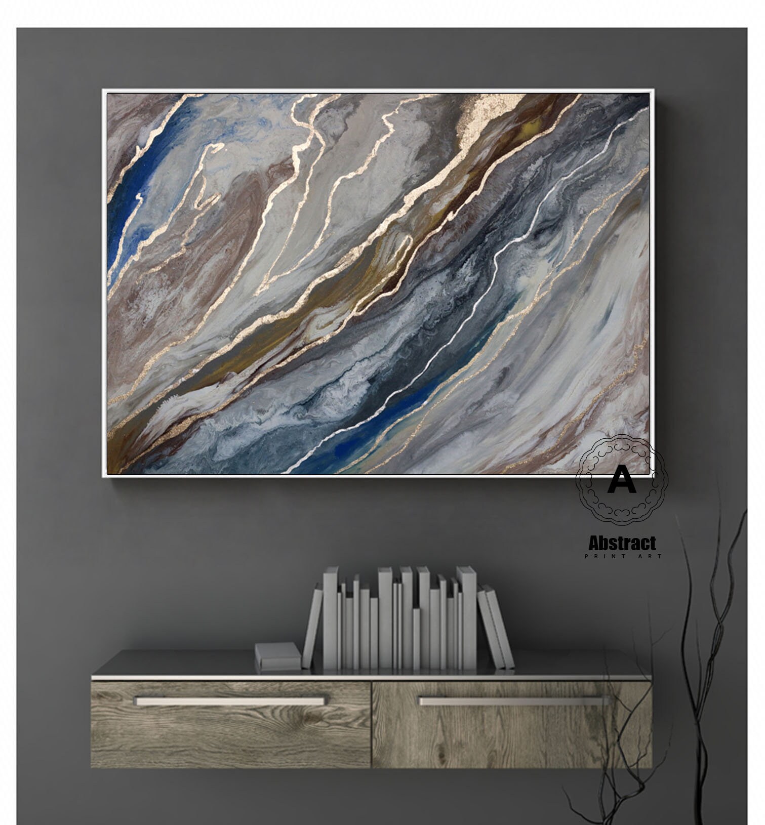 Large Gray Gold Prints on CanvasAbstract Art Prints Gold | Etsy