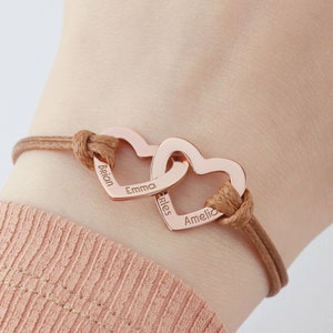 Personalized Heart Charm Bracelet, Gold Heart Bracelet, Mom Bracelet ...