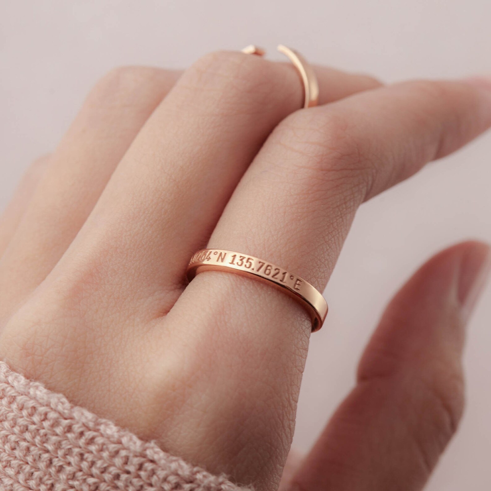 Engraved Rings Coordinate Ring Custom Coordinates Jewelry - Etsy
