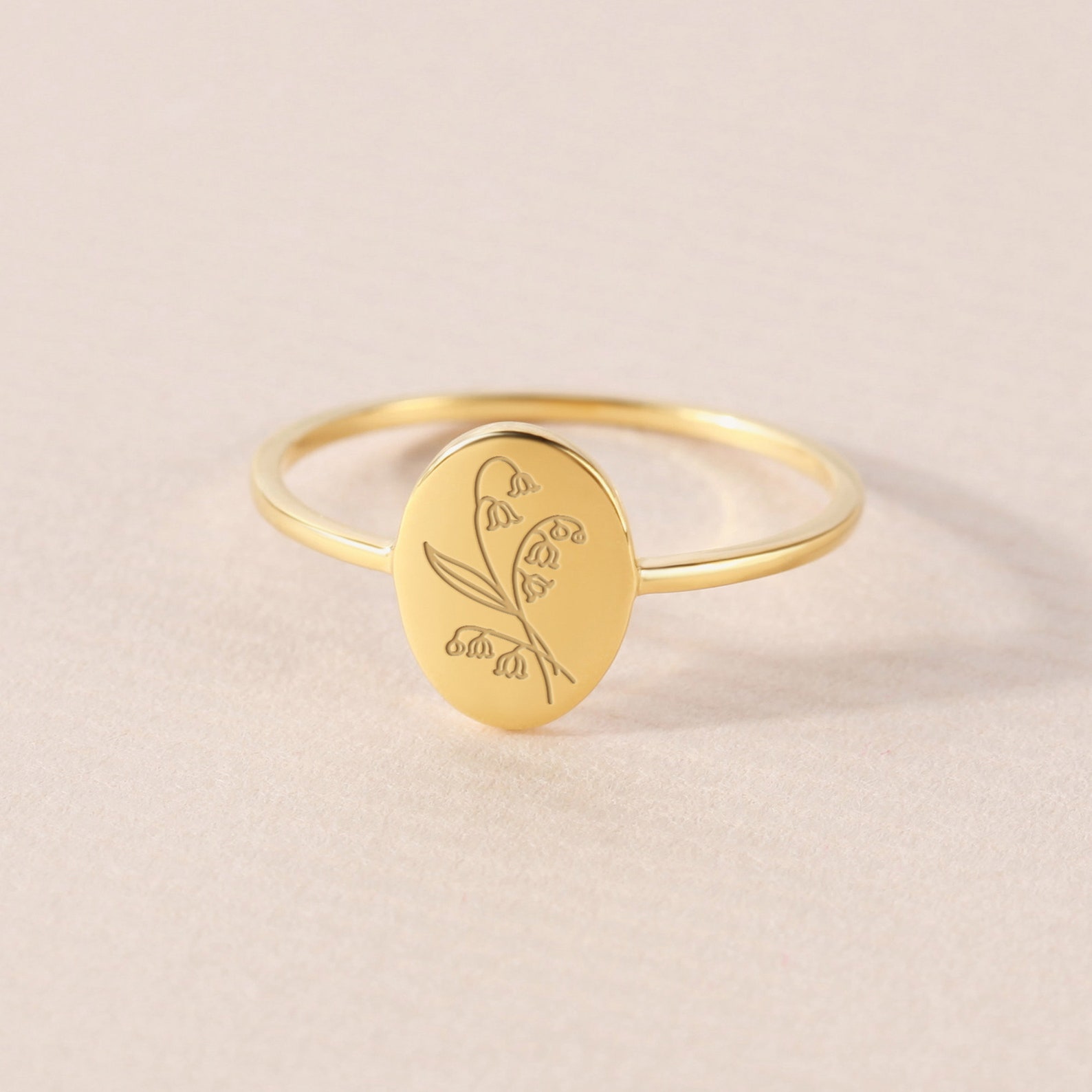 Personalized Birth Flower Ring Custom Birthday Gift | Etsy