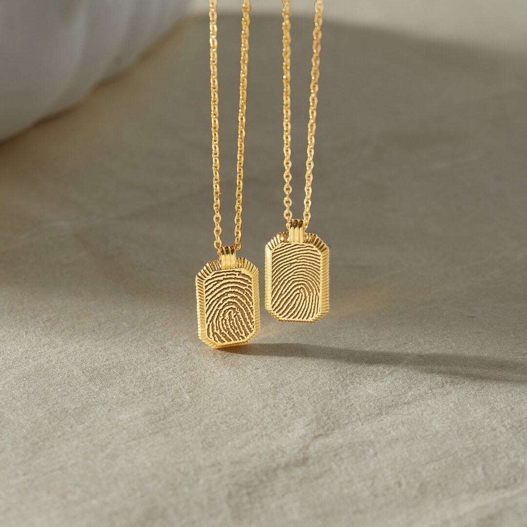 Engraved Fingerprint Necklace, Memorial Gift, Personalized Fingerprint ...