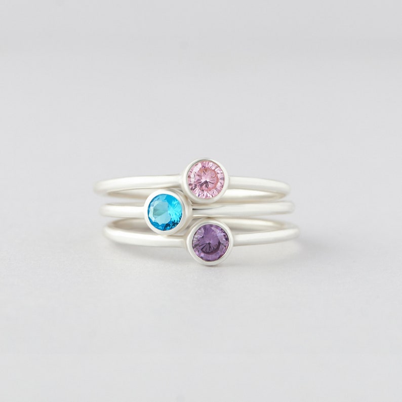 Stacking Rings Birthstones Stackable Mom Rings Birthstone | Etsy