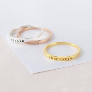 Stackable Mom Rings, Mothers Day Jewelry, Thin Name Ring, Mothers Ring ...