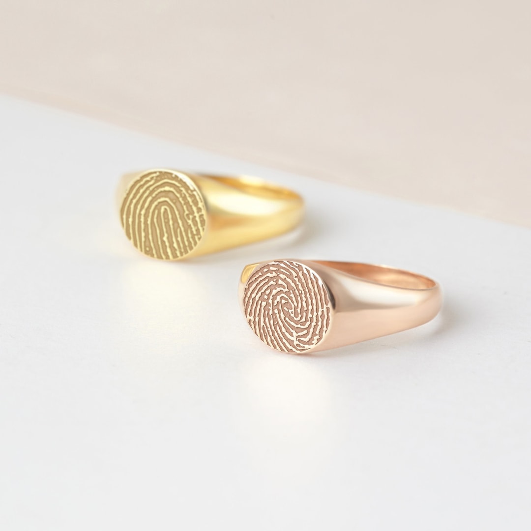 Thumbprint Ring, Fingerprint Ring, Signet Ring Fingerprint, Thumbprint ...