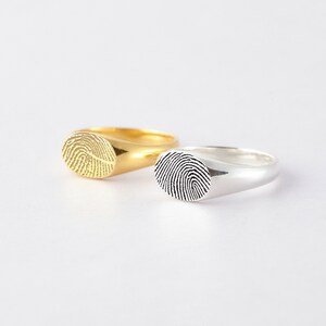 Fingerprint Signet Ring, Thumbprint Ring, Jewelry, Loss of Mom Gift ...