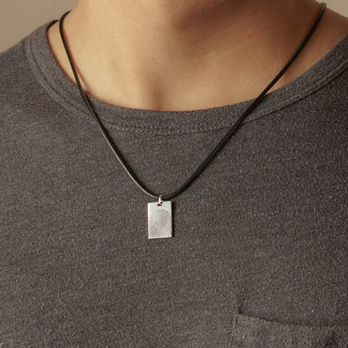 Fingerprint Necklace Men Thumbprint Jewelry Bereavement | Etsy