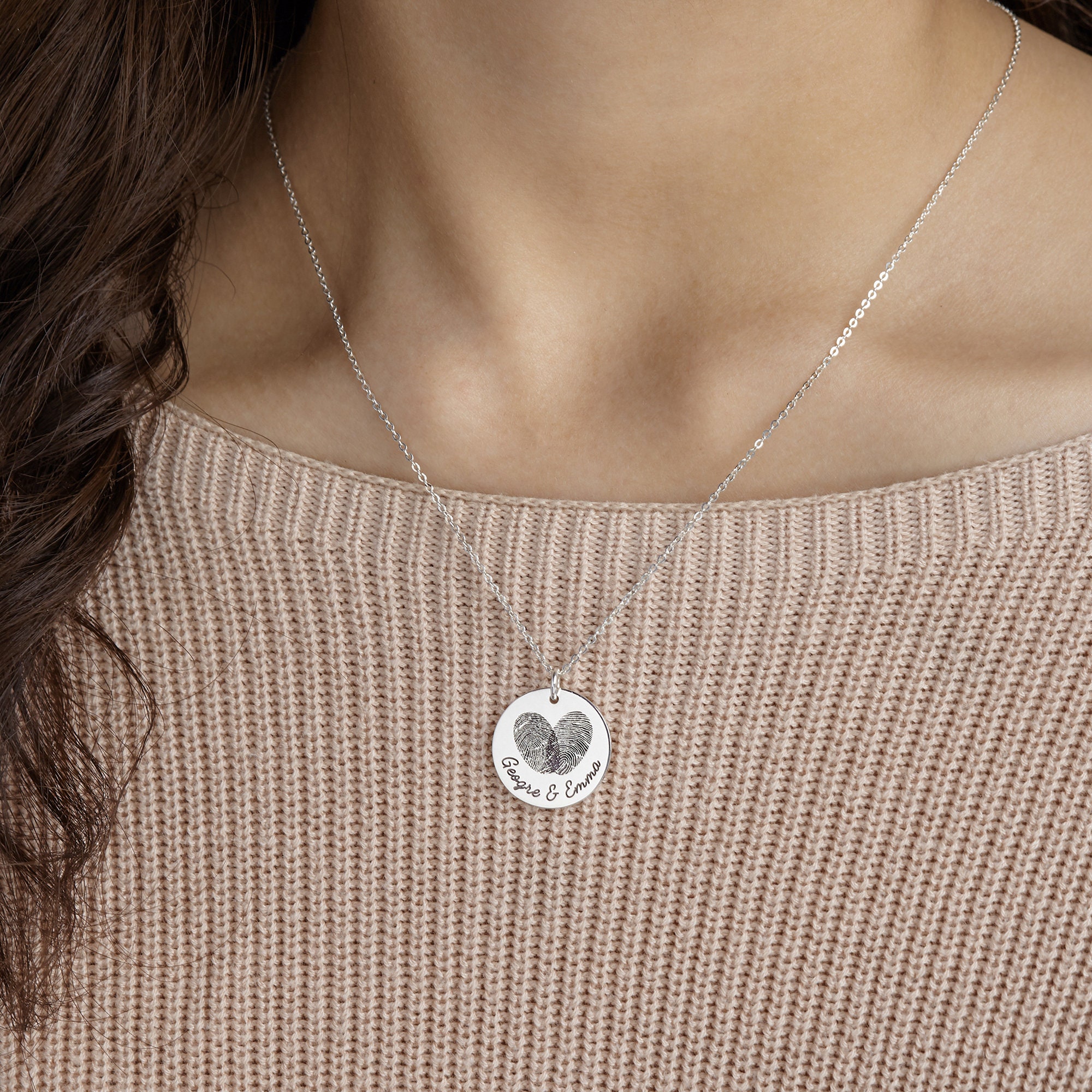 Double Fingerprint Necklace, Memorial Gift, Custom Fingerprint Jewelry ...