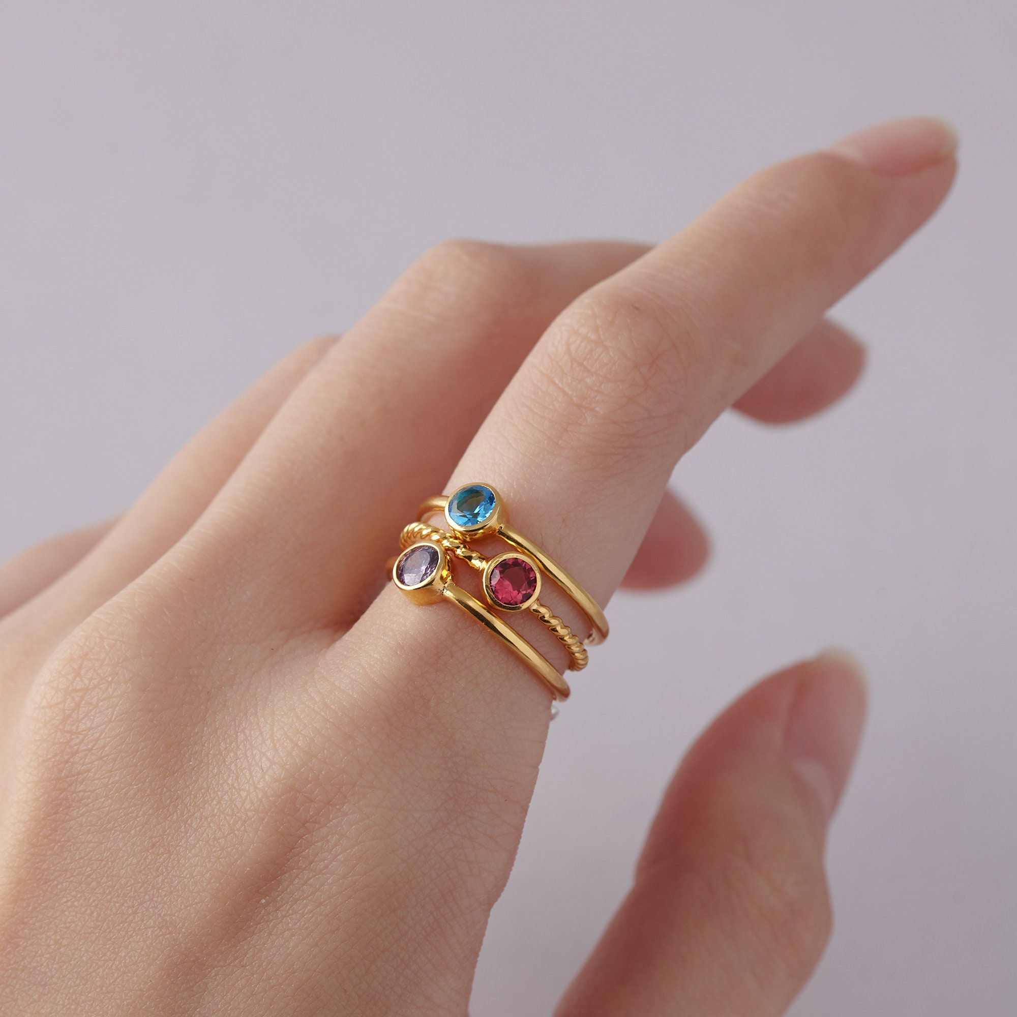 Stacking Rings Birthstones Stackable Mom Rings Birthstone | Etsy