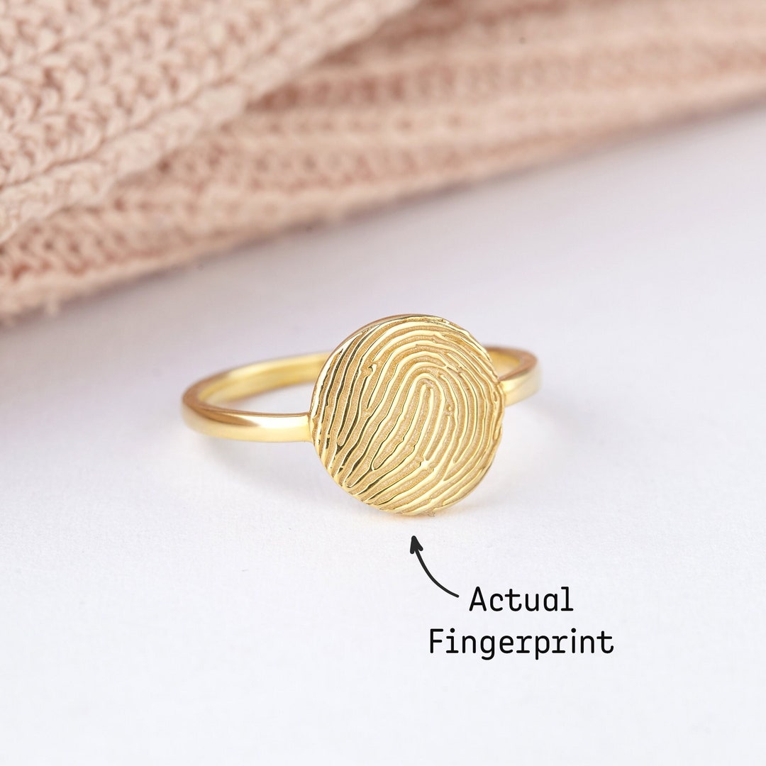 Thumbprint Jewelry, Actual Fingerprint Ring, Memorial Thumbprint Ring ...