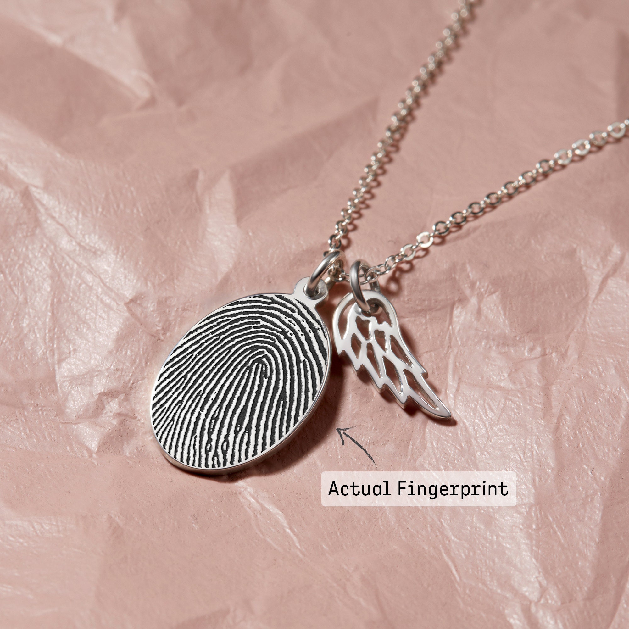 Fingerprint Necklace Angel Wing Memorial Christmas Gifts - Etsy