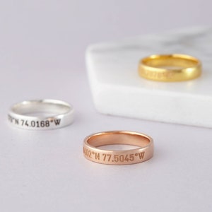 Ring With Coordinates Anniversary Ring Coordinate Jewelry Lat Long Ring ...