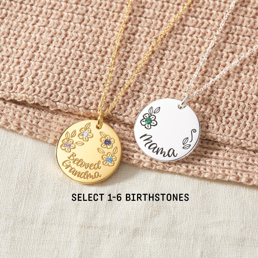 Birthstone Necklace for Mom, Birthstone Jewelry for Mom, Kids ...