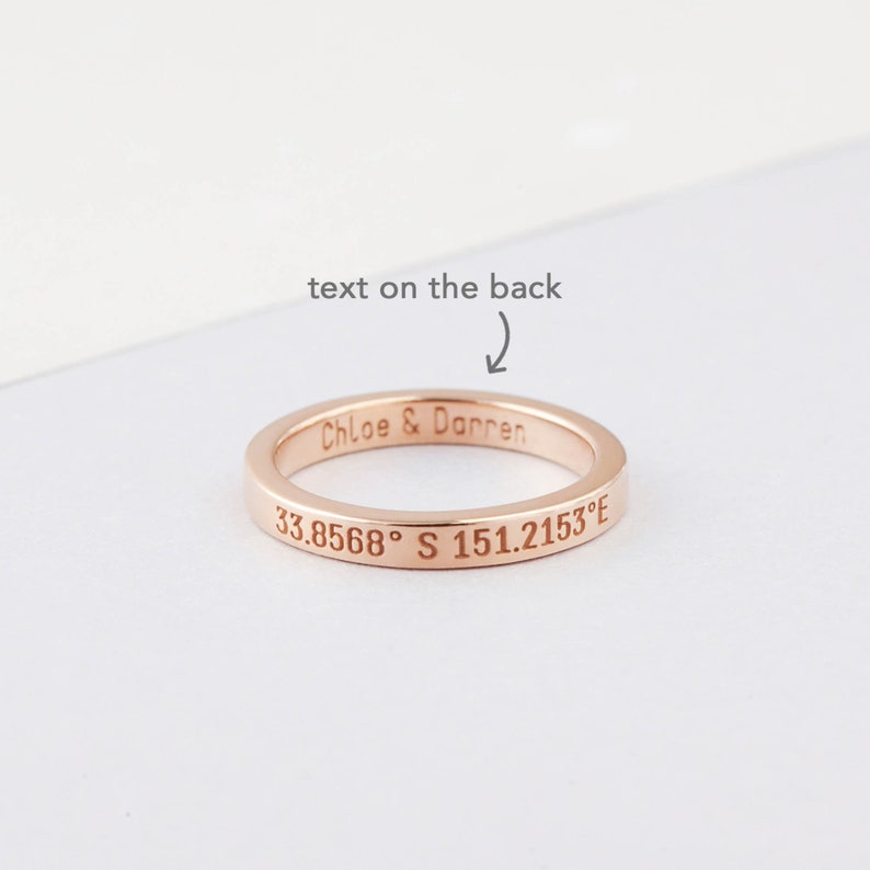 Engraved Rings Coordinate ring Custom coordinates jewelry | Etsy