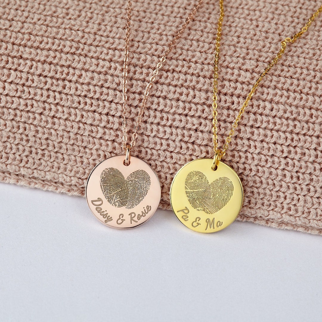 Double Fingerprint Necklace, Memorial Gift, Custom Fingerprint Jewelry ...