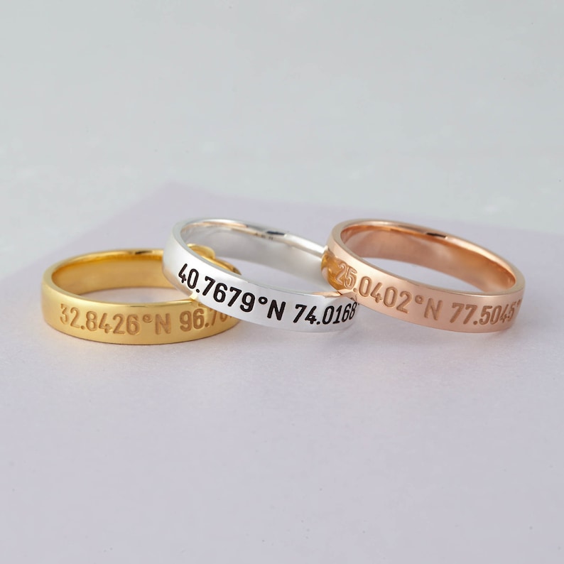 Ring With Coordinates Anniversary Ring Coordinate Jewelry | Etsy