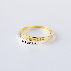 Stackable Mom Rings, Mothers Day Jewelry, Thin Name Ring, Mothers Ring ...