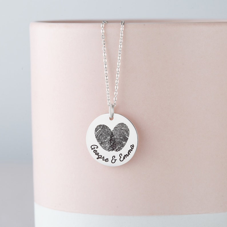 Double Fingerprint Necklace, Memorial Gift, Custom Fingerprint Jewelry ...