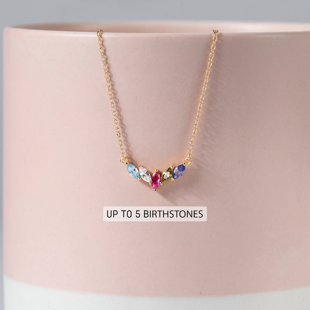Kids Birthstone Necklace, Mom Birthstone Jewelry, Family Birthstone ...