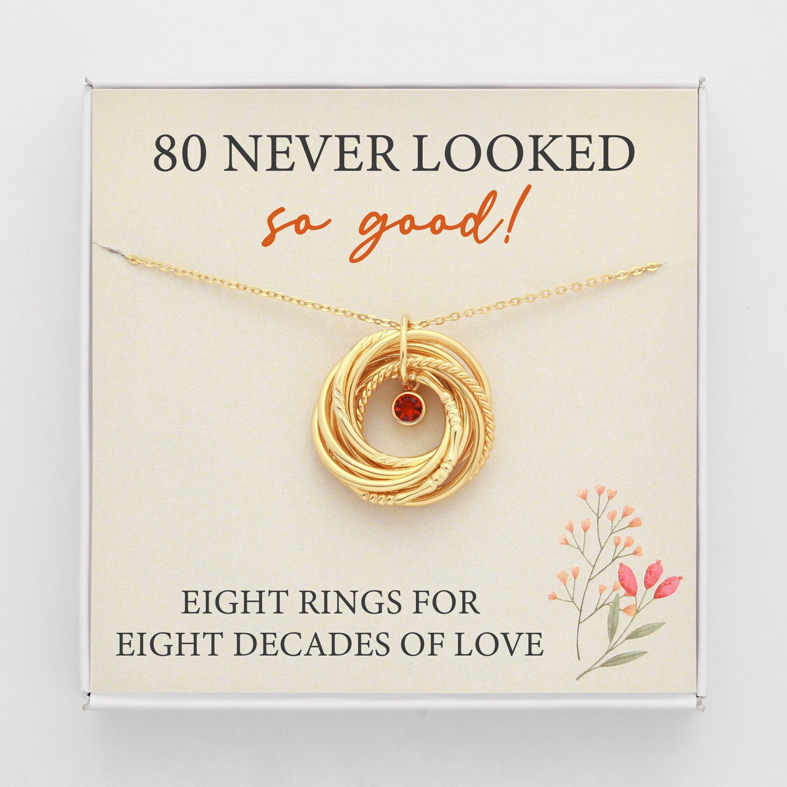 80th Birthday Gift for Grandma Interlocking Rings Necklace | Etsy